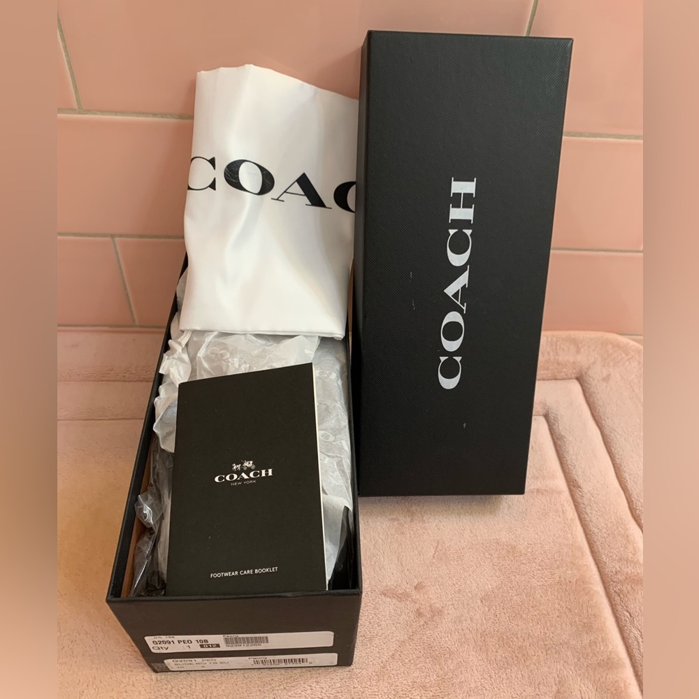 Coach Peony Riveted Tea Rose Suede Slides - Gem